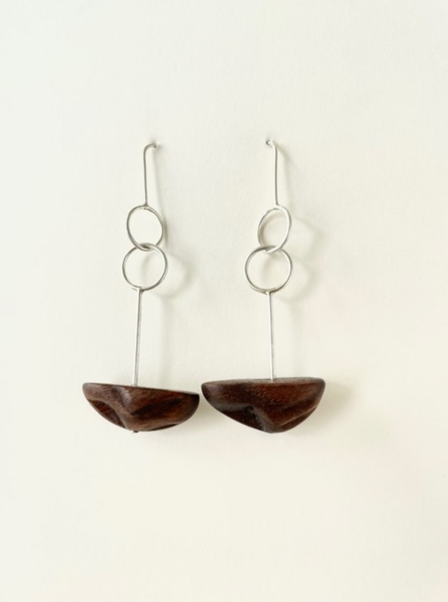 Alpa Sheth Studio Walnut Wood & Silver Semicircle Earrings – Museum for ...