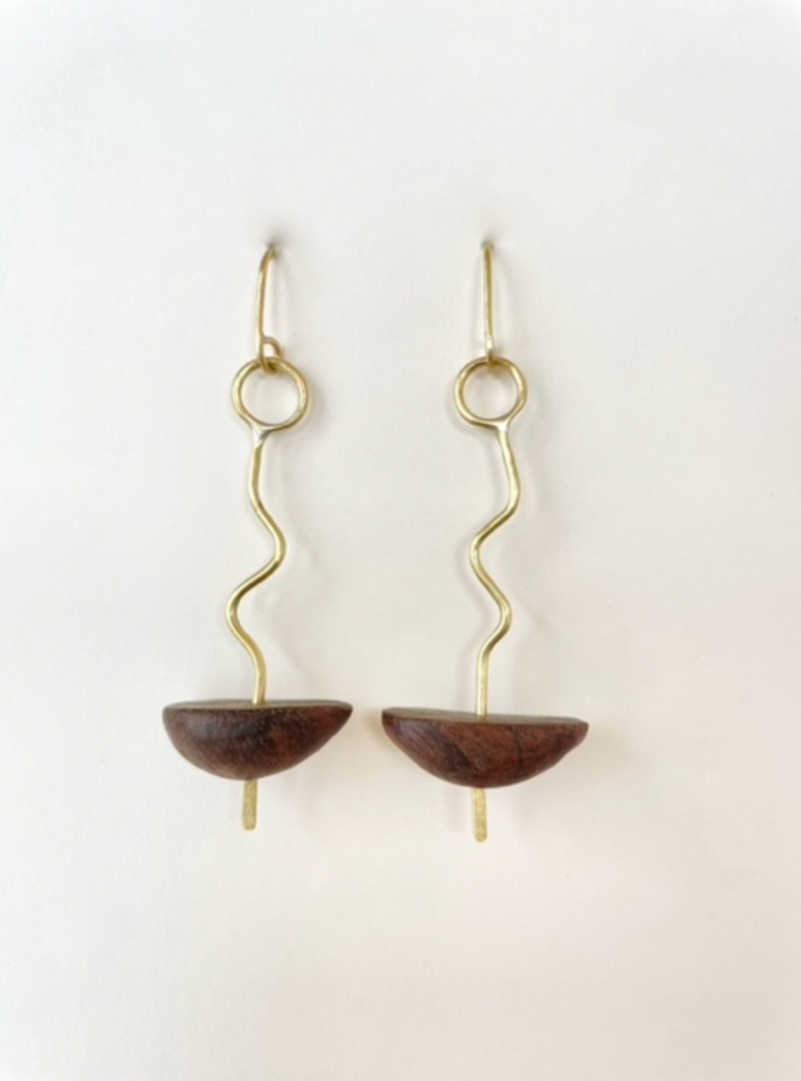 Alpa Sheth Studio Walnut Wood & Brass Semicircle Earrings – Museum for ...